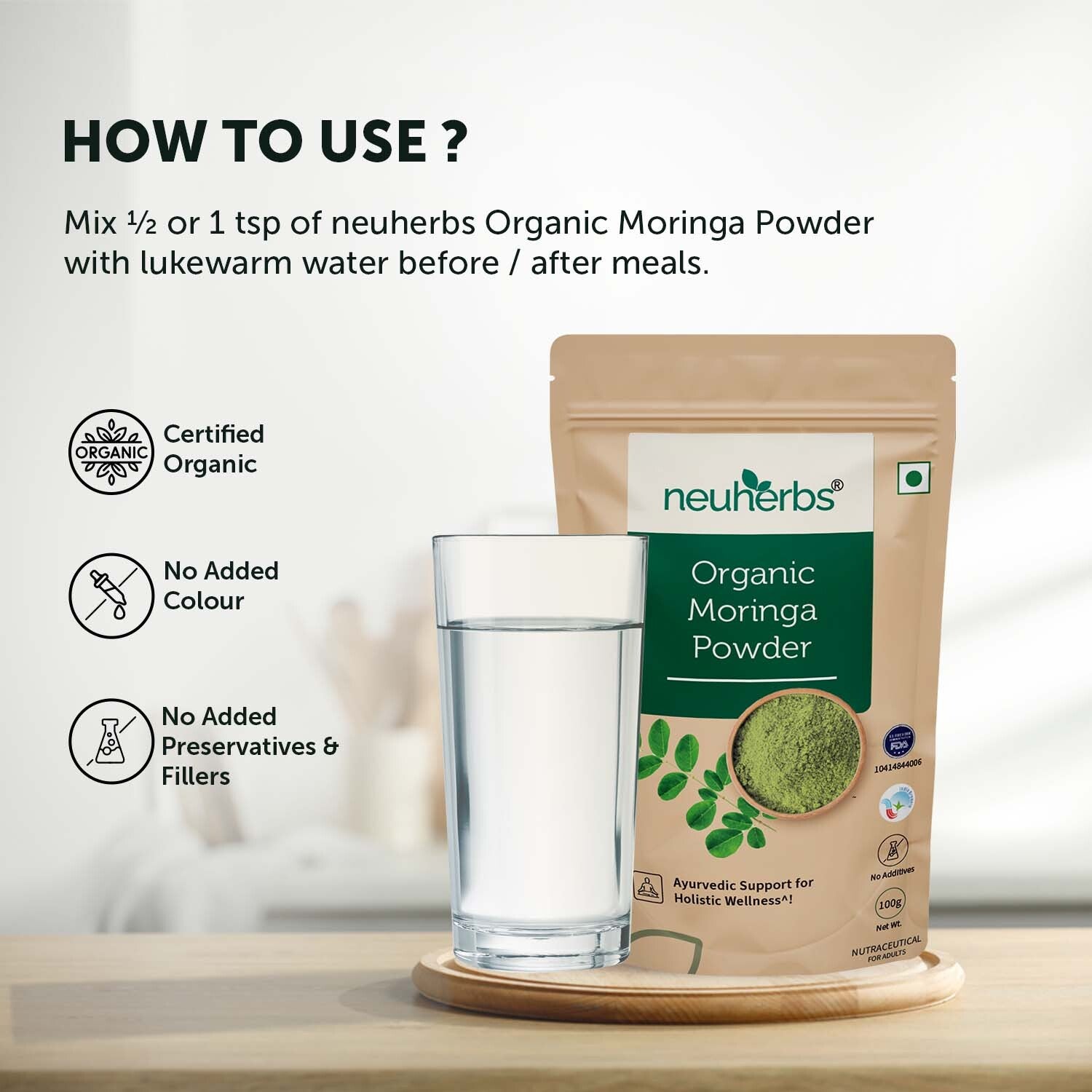 Organic Moringa Powder for Immunity, Weight Loss - neuherbs - Neuherbs