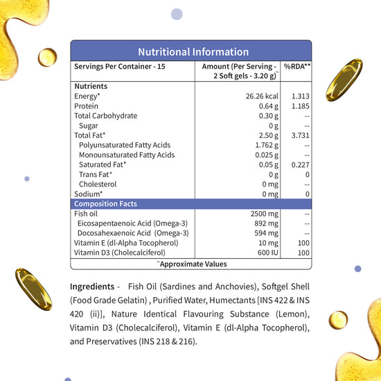 Deep Sea Fish Oil Capsules - 2500 mg Omega 3- 30 Softgels