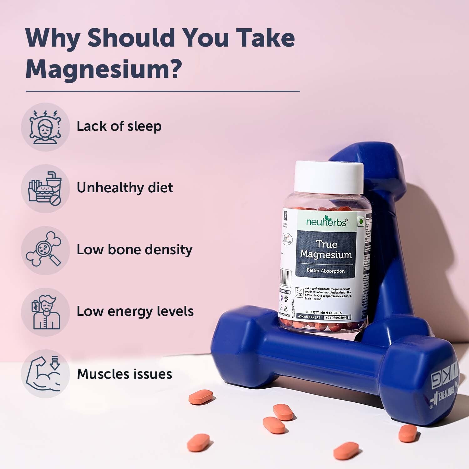 True Magnesium Tablets - Relax Muscles & Mind, Support Bones– Neuherbs