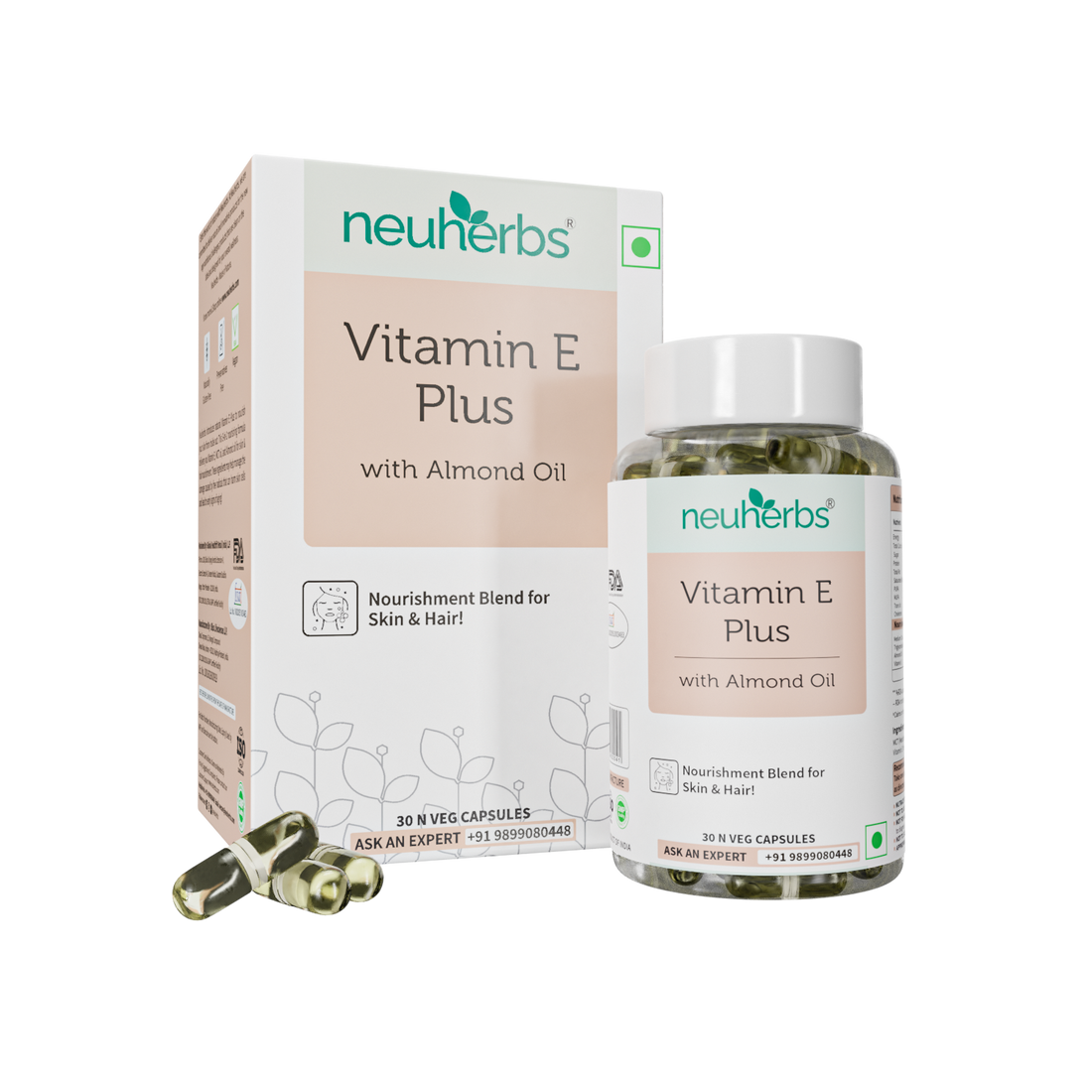Vitamin E Plus Capsules (30) to Revitalize Skin & Hair Health
